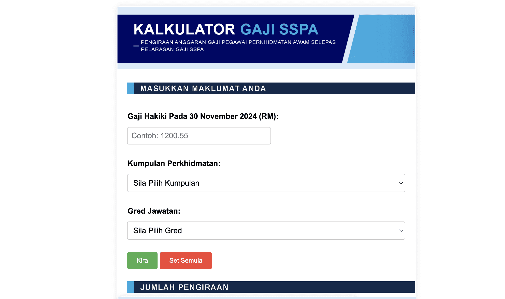 Cara Kira Gaji Baru Menggunakan Kalkulator Gaji SSPA Online - Abgzul.com